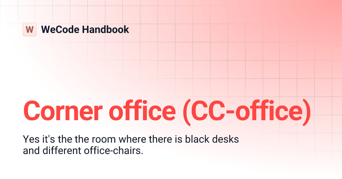 Corner office (CC-office) | WeCode Handbook